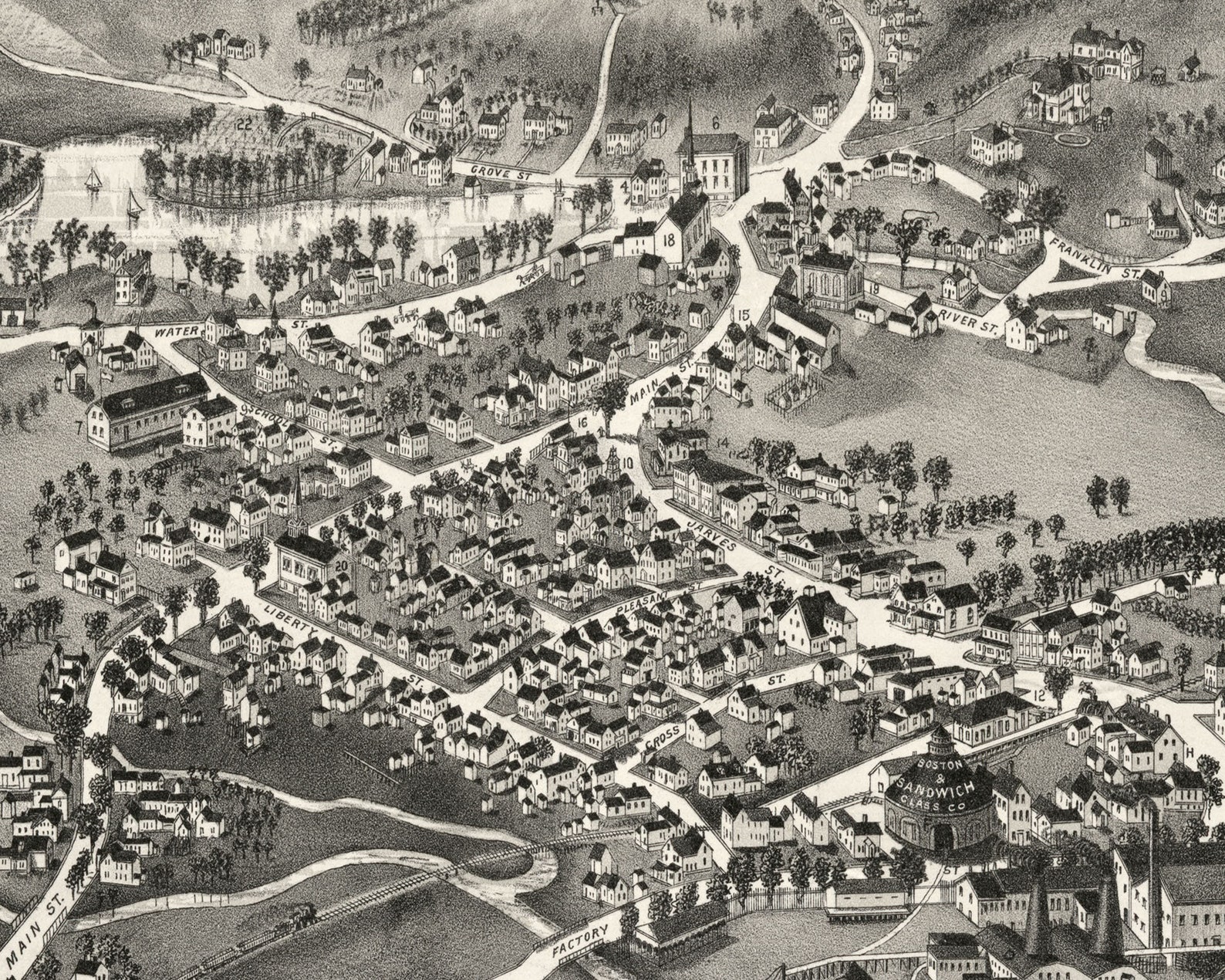 Sandwich Massachusetts 1884 Bird's Eye View Map Fine Art - Etsy