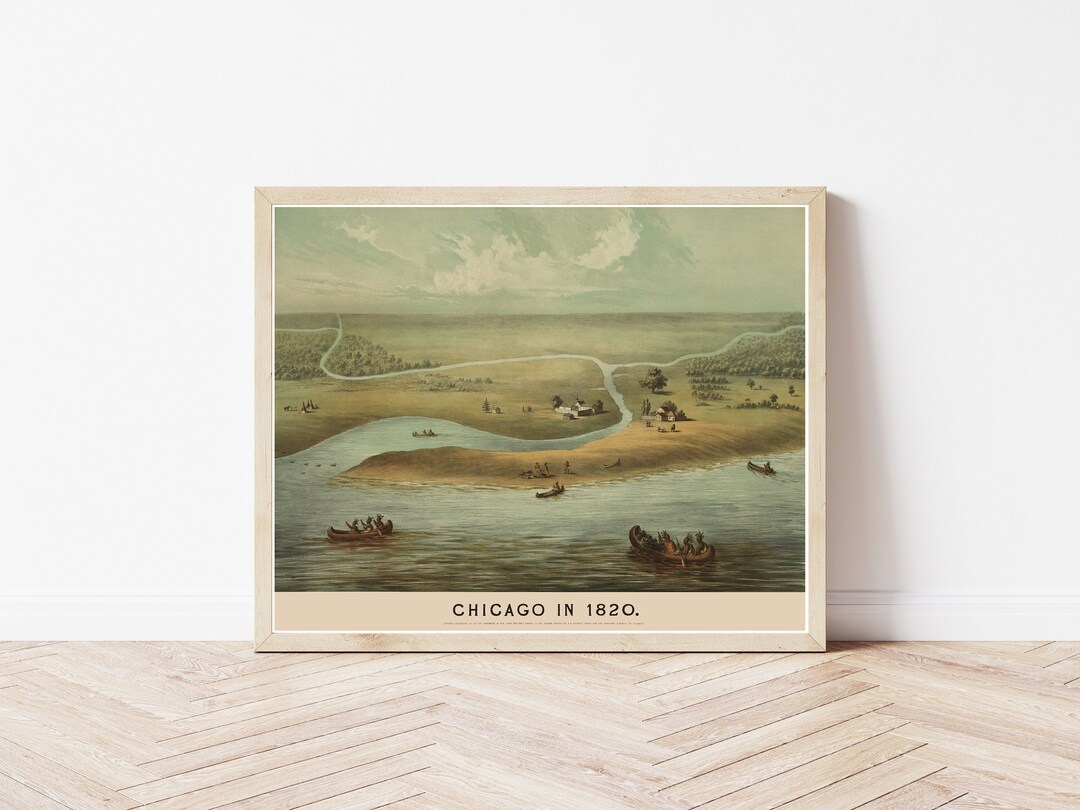 Chicago Illinois in 1820 Bird's Eye View Lithograph | Fine Art Print - Etsy