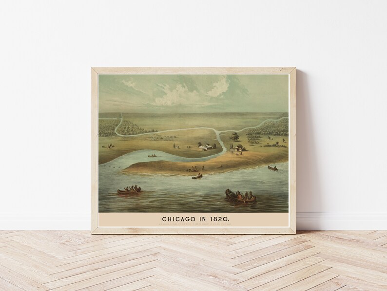 Chicago Illinois in 1820 Bird's Eye View Lithograph | Fine Art Print - Etsy