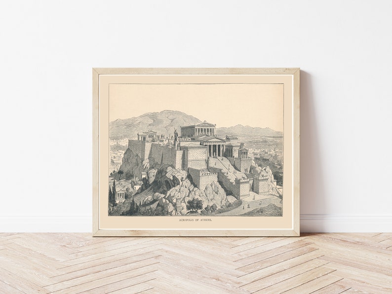 Acropolis of Athens, Ancient Athens Greece, 1885 Engraving Illustration ...