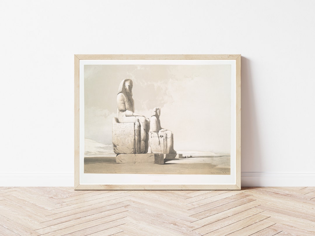 Colossi of Memnon, Thebes Egypt 1846 Lithograph Illustration | Fine Art ...