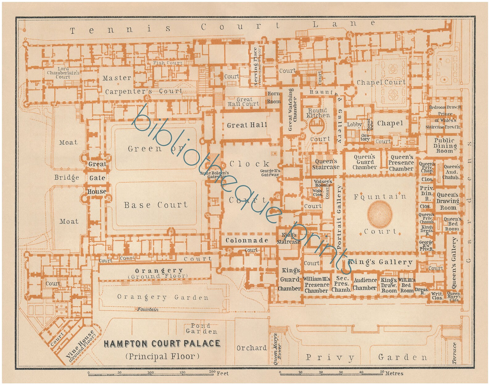 Hampton Court Palace London England 1908 Map Fine Art Print | Etsy