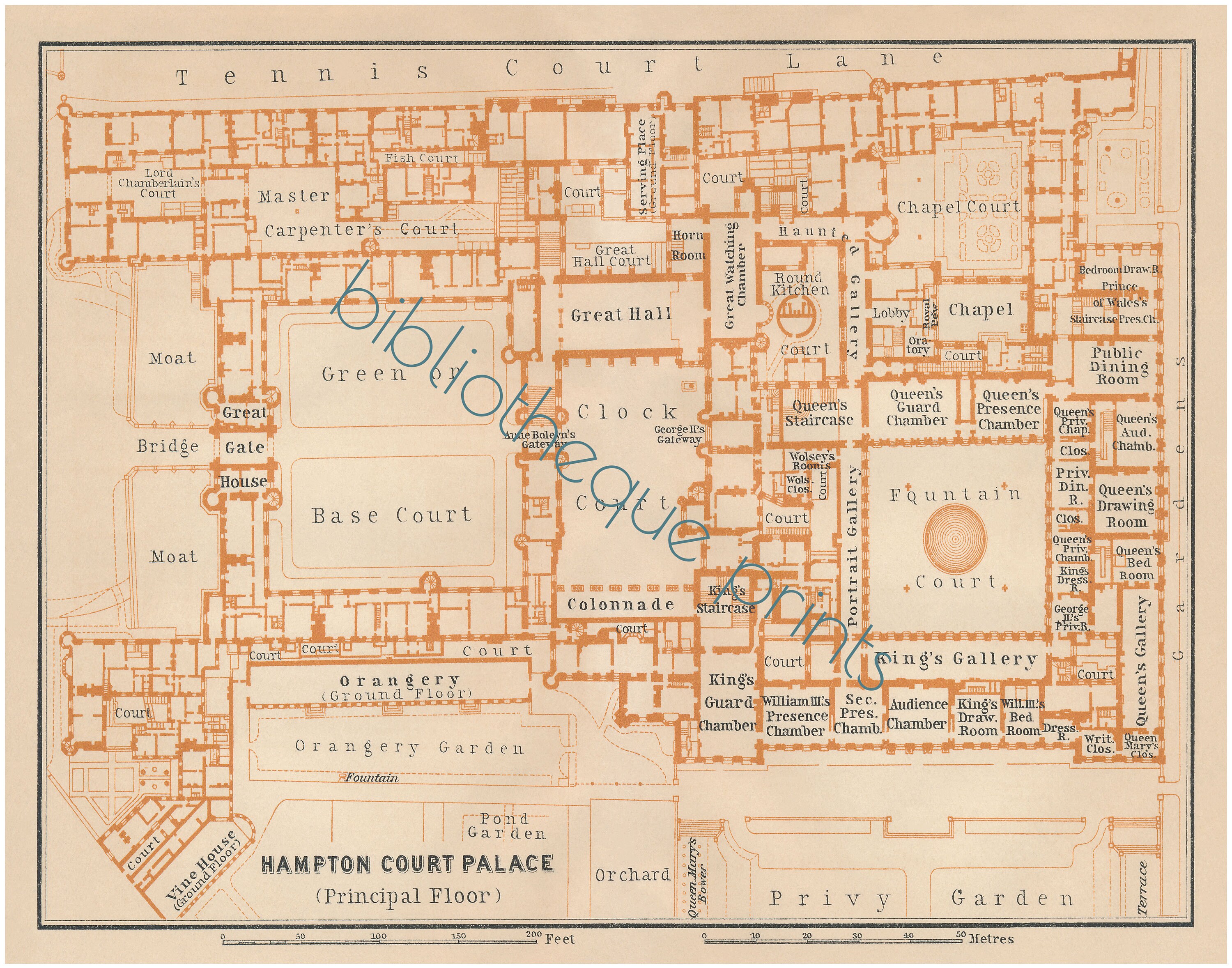 Hampton Court Palace London England 1908 Map Fine Art Print - Etsy