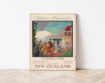New Zealand Mountain Poster Minimalist Landscape Art Print Tongariro ...