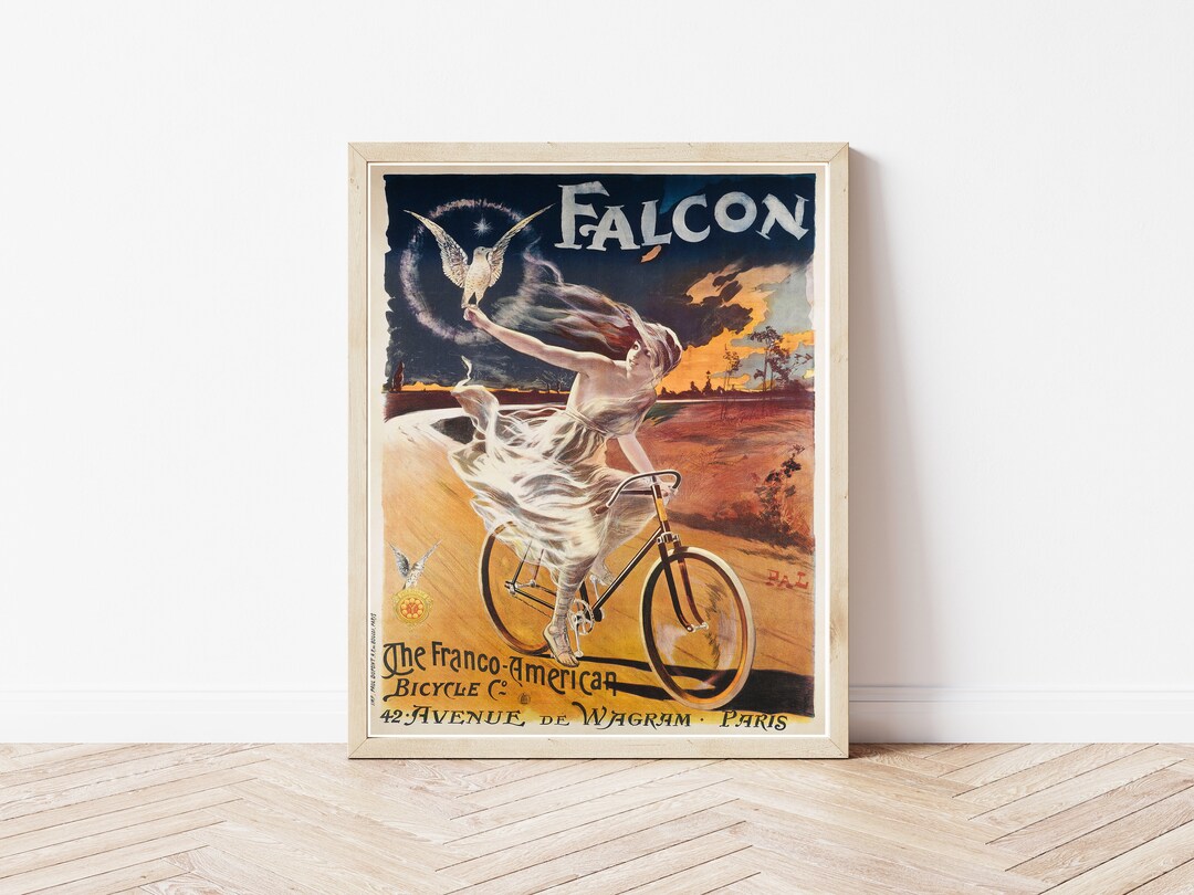 Art Nouveau Cycling Poster, Falcon Cycles 1896 Bicycle Advertisement ...