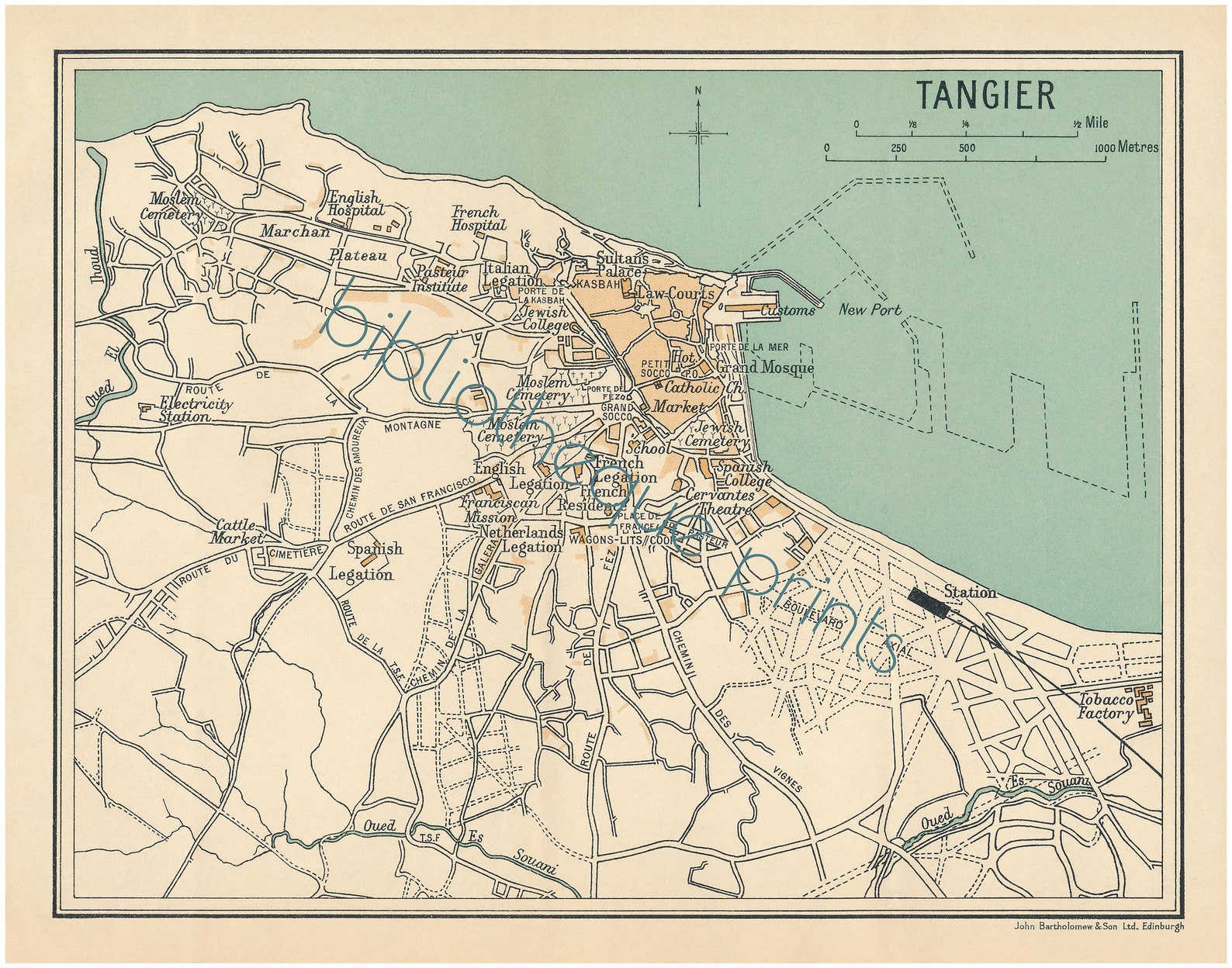 Tangier Morocco 1923 Map Fine Art Print | Etsy