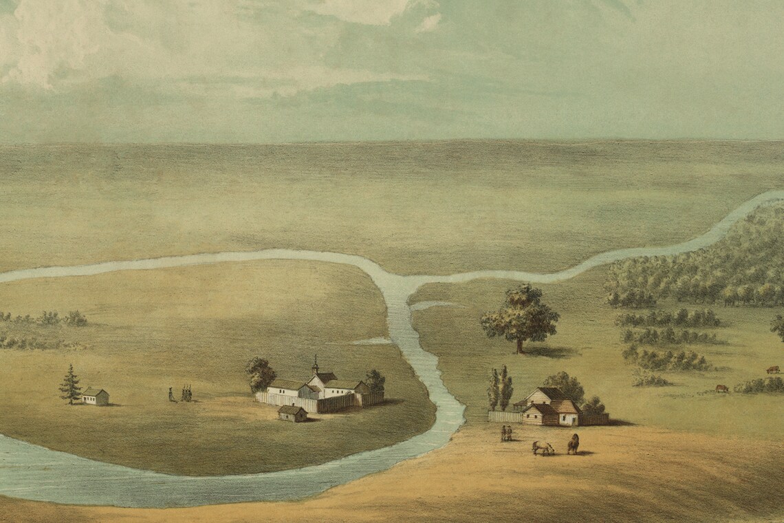 Chicago Illinois in 1820 Bird's Eye View Lithograph | Fine Art Print - Etsy