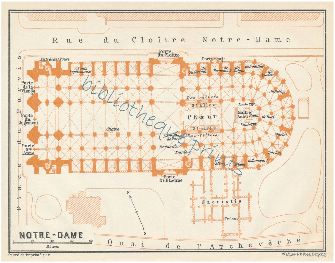 Notre Dame Paris France Architectural Floor Plan | Fine Art Print - Etsy