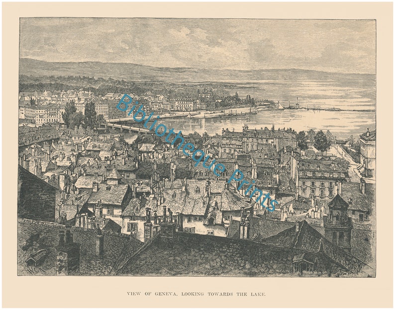 Geneva Switzerland View 1885 Engraving Fine Art Print - Etsy