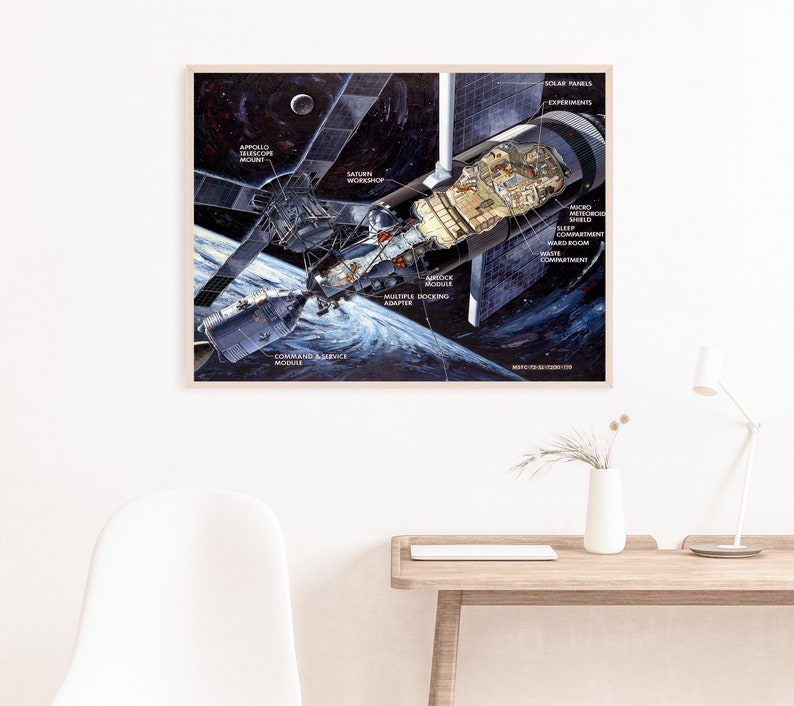 NASA Skylab Space Station 1972 Concept Art Painting | Fine Art Print - Etsy