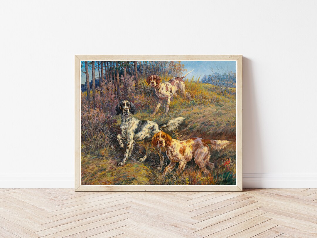English Pointer Dogs Circa 1910 Oil Painting | Fine Art Print - Etsy