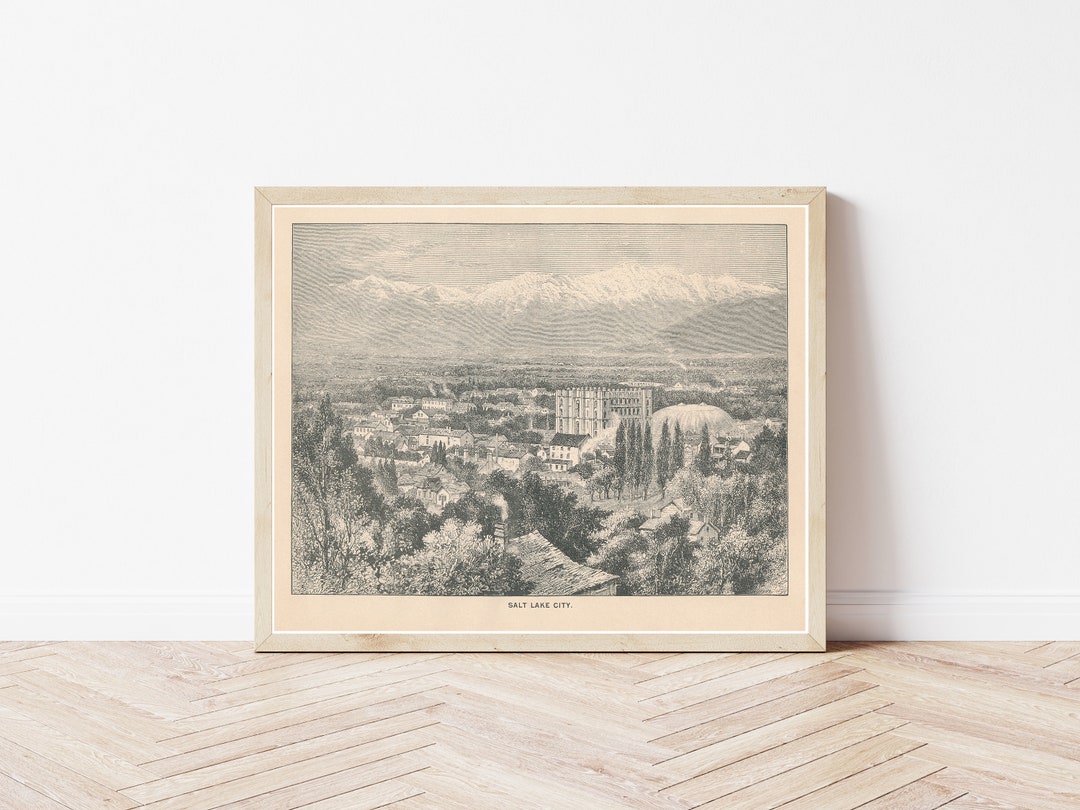 Salt Lake City Utah View 1892 Engraving Illustration | Fine Art Print ...