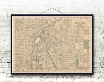Denver Colorado 1887 Bird's Eye View Map Fine Art Print | Etsy