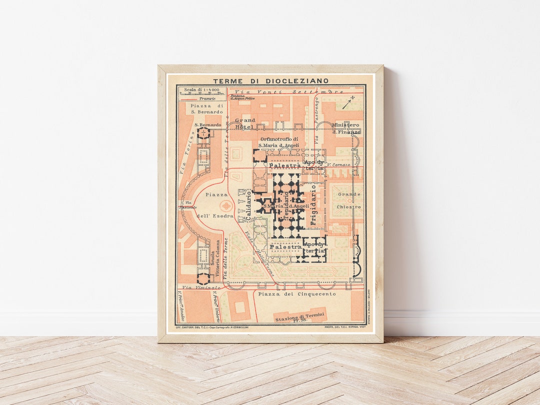 Baths of Diocletian Rome Italy 1924 Map | Fine Art Print - Etsy
