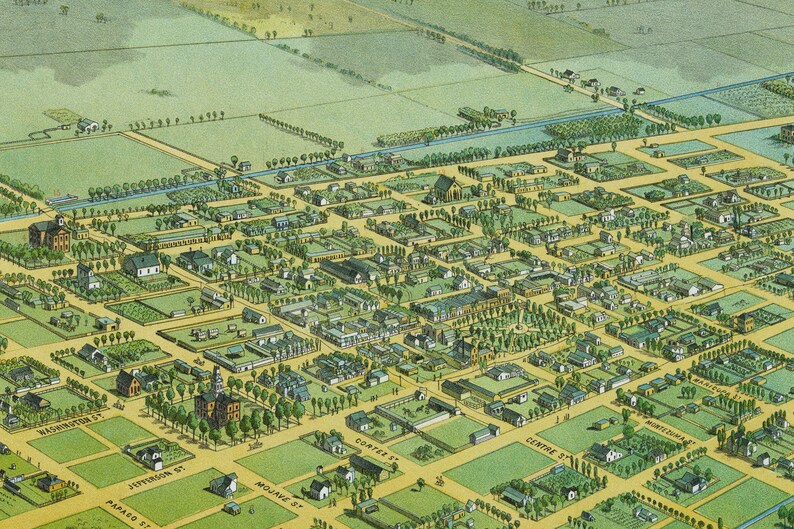 Phoenix Arizona 1885 Bird's Eye View Map Fine Art Print - Etsy