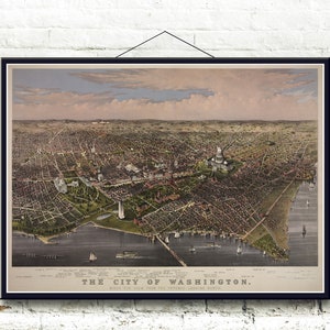 Washington DC 1880 Bird's Eye View Map Fine Art Print - Etsy