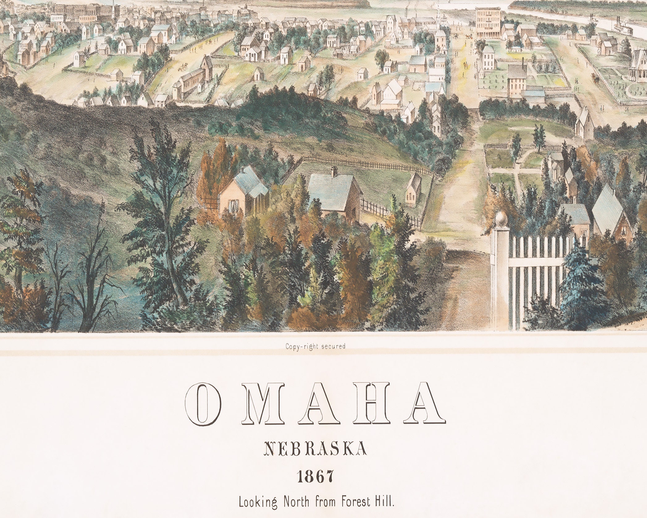 Omaha Nebraska 1867 Bird's Eye View | Fine Art Print - Etsy