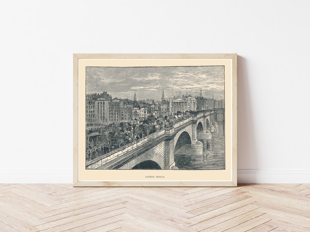 London Bridge, London England 1885 Engraving Illustration | Fine Art ...