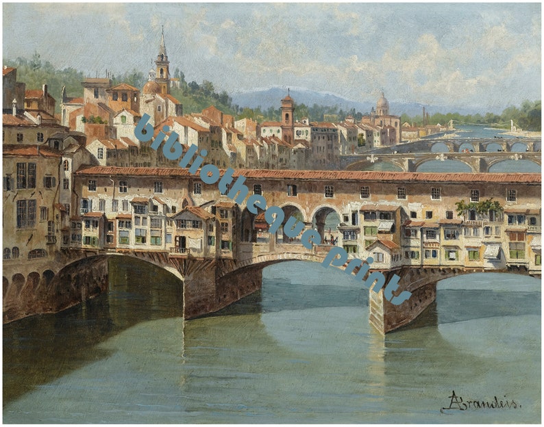 Florence Italy Ponte Vecchio Circa 1880 Oil Painting | Fine Art Print ...