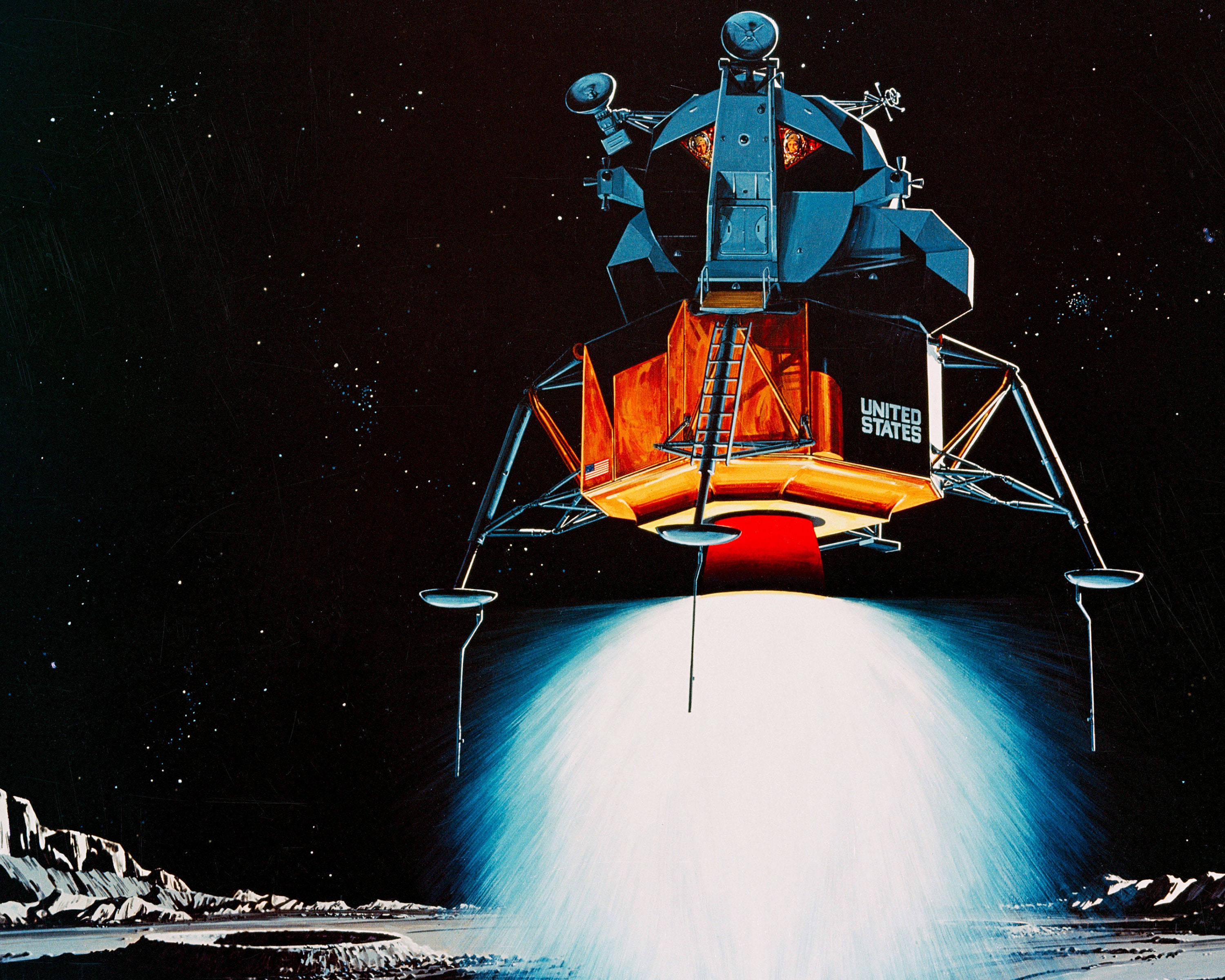 NASA Apollo Moon Landing Concept Art 1969 Painting | Fine Art Print - Etsy
