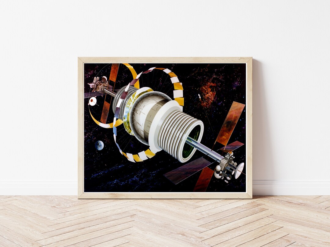 1970s NASA Space Colony Retrofuturism Artwork, Circa 1975 Painting ...