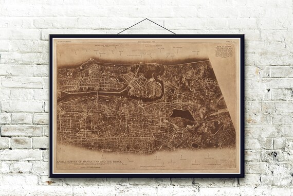 New York City Manhattan Bronx 1922 Aerial View Map Fine Art | Etsy