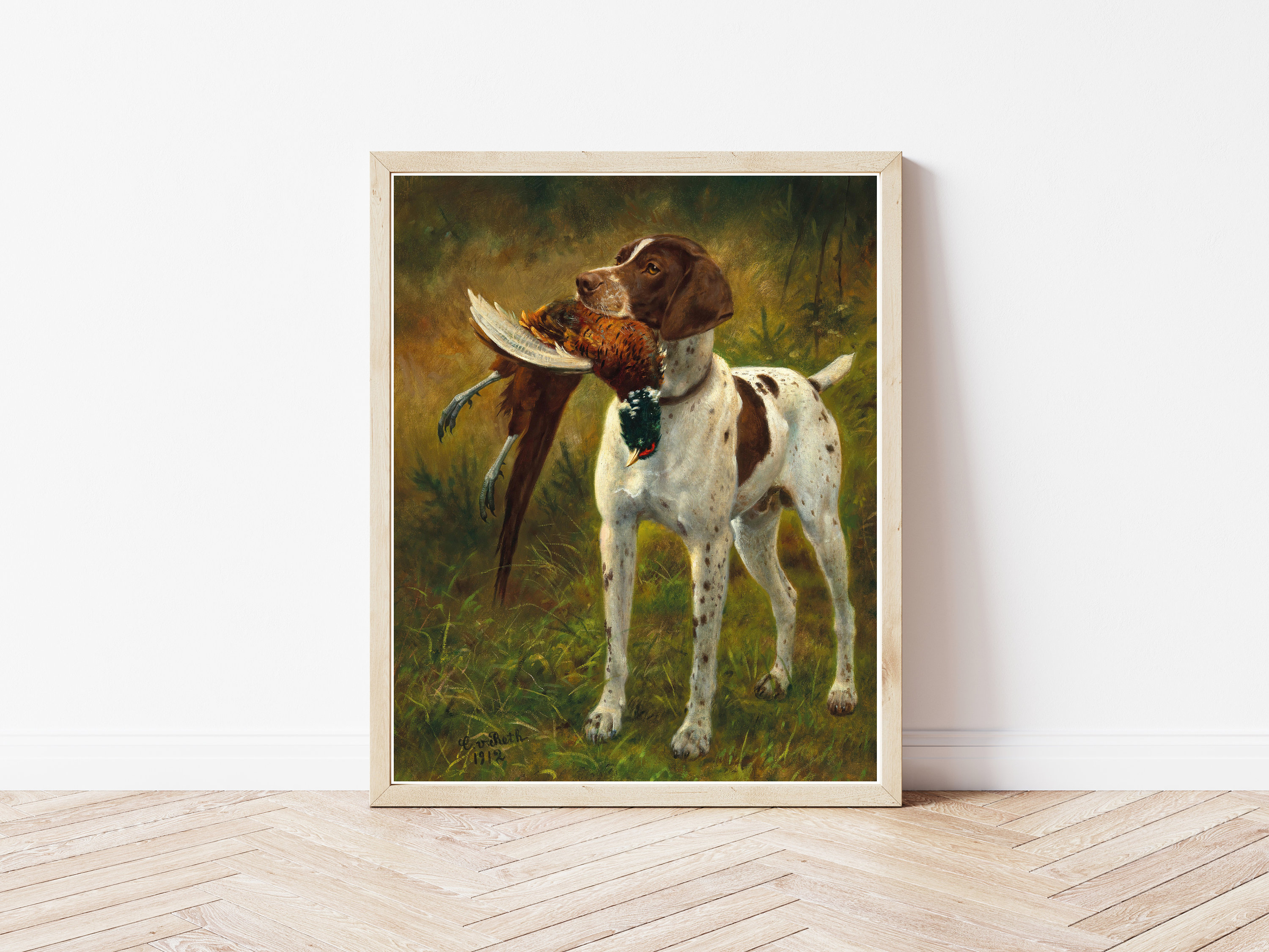 GSP German Shorthaired Pointer Dog Portrait 1912 Oil Painting | Fine ...