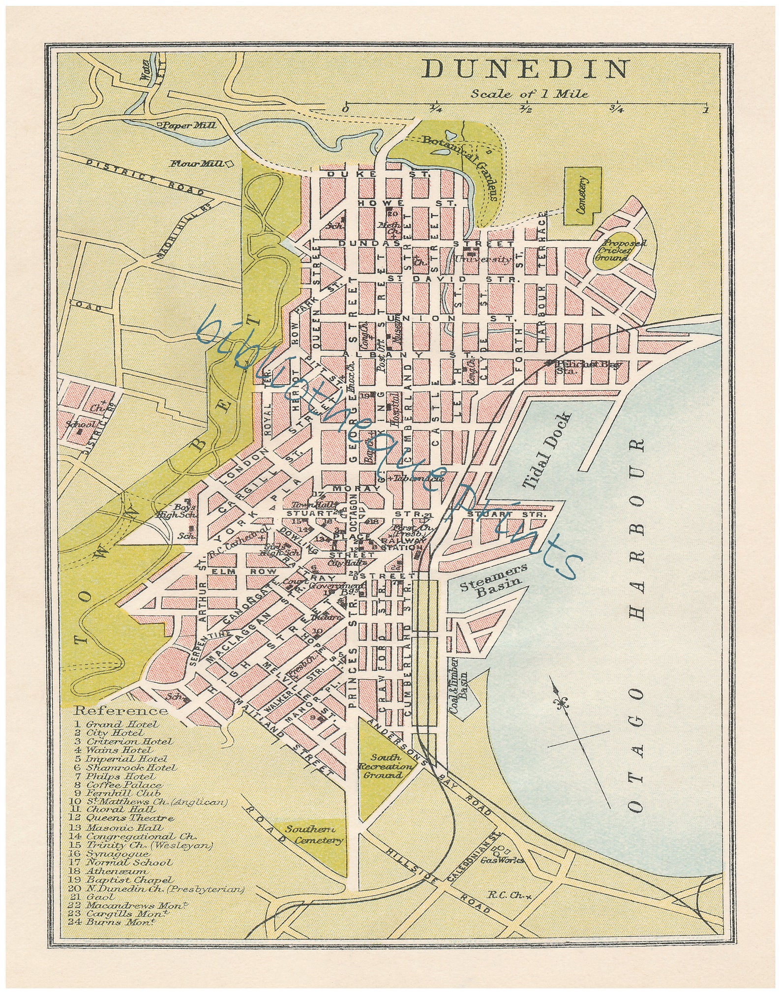 Dunedin New Zealand 1893 Map Fine Art Print - Etsy