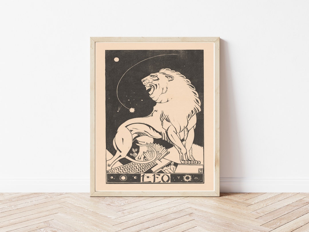 Leo Zodiac Art Deco Print: Astrology Sign Lithograph - Etsy