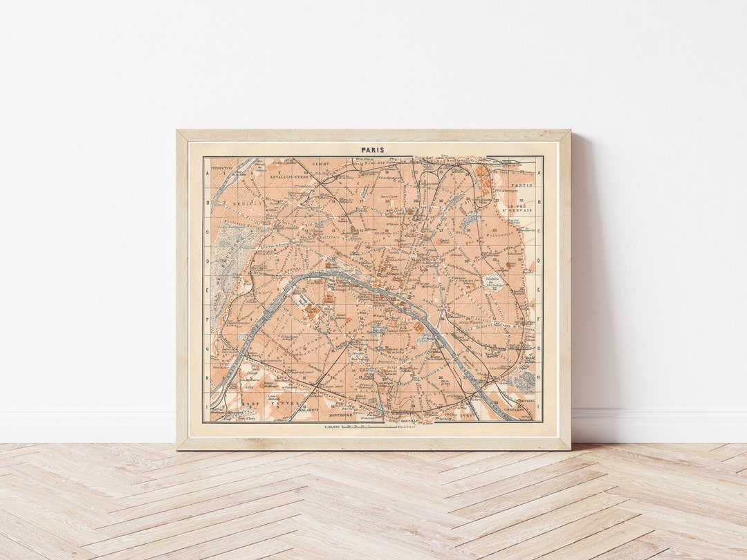 Paris France 1909 Map | Fine Art Print - Etsy