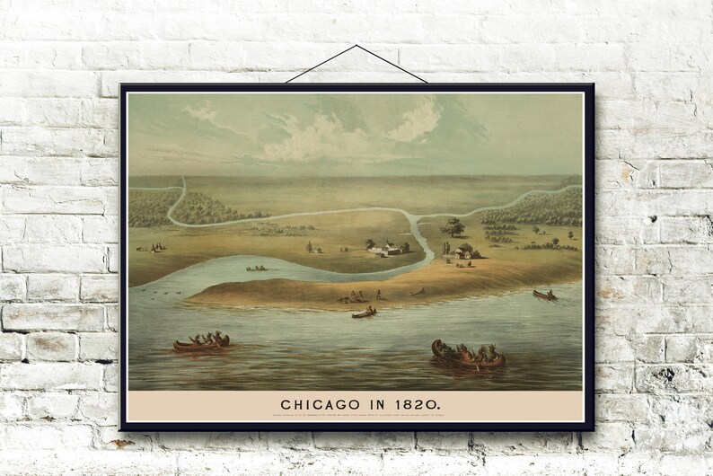 Chicago Illinois in 1820 Bird's Eye View Map Fine Art - Etsy