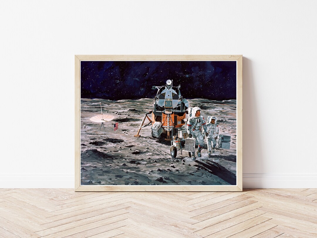 NASA Apollo Moon Landing Concept Art 1971 Painting | Fine Art Print - Etsy
