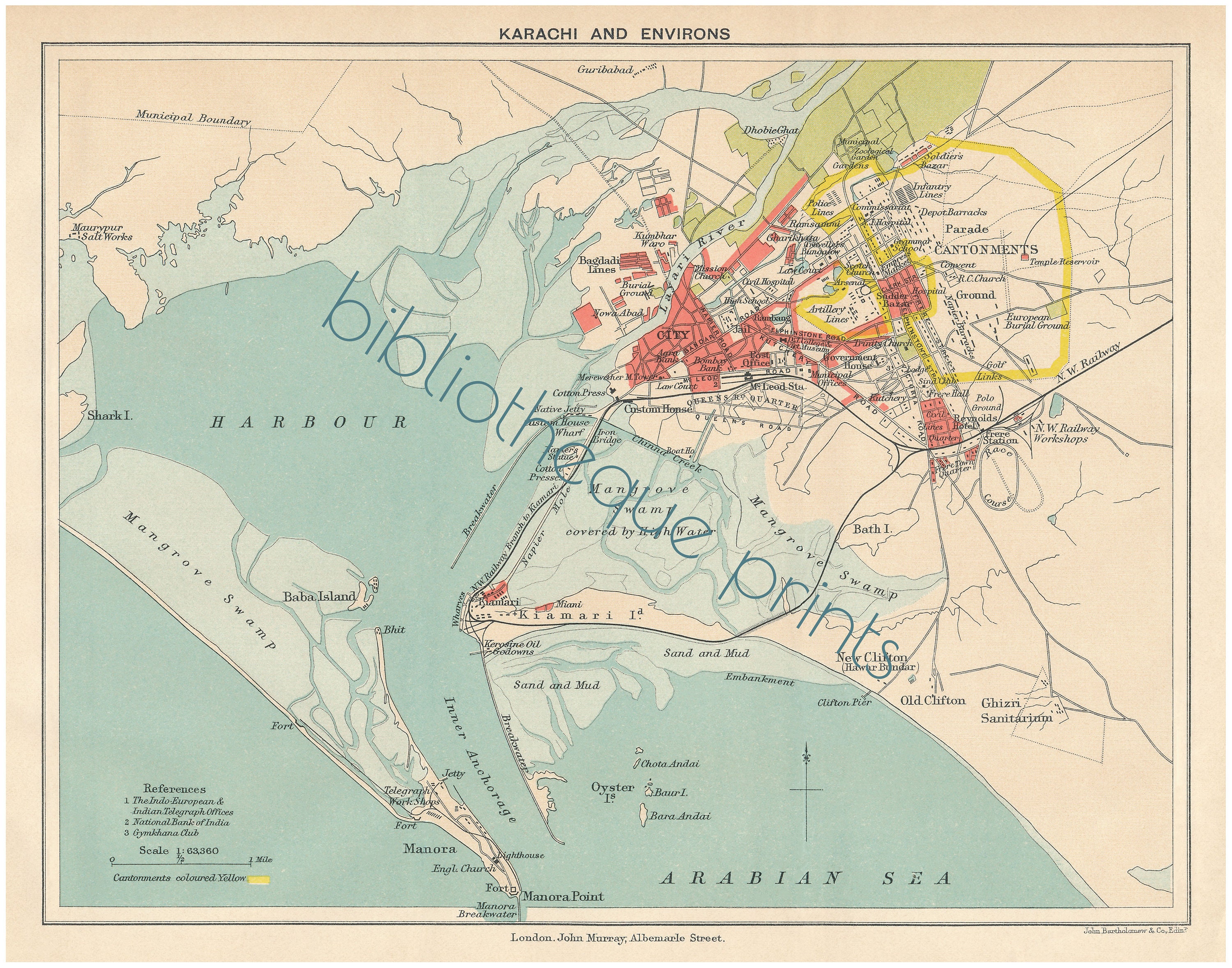 Karachi Pakistan 1909 Map | Fine Art Print - Etsy