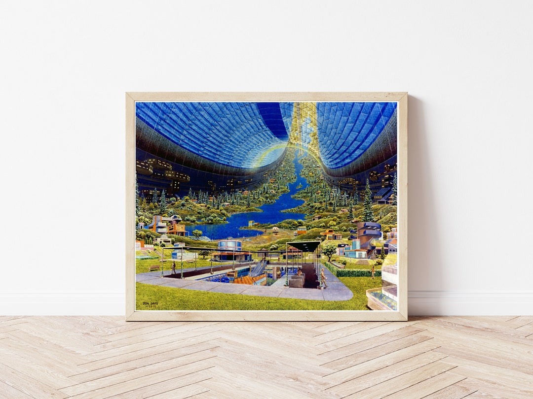 1970s NASA Space Colony Retrofuturism Artwork, Circa 1975 Painting ...