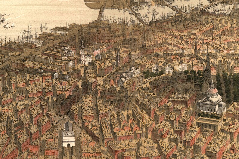 Boston Massachusetts 1877 Bird's Eye View Map Fine Art Print - Etsy