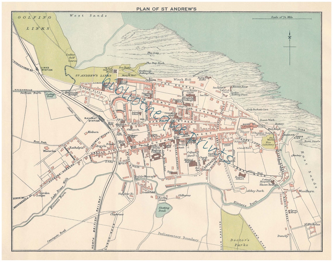St Andrews Scotland 1903 Map Fine Art Print | Etsy