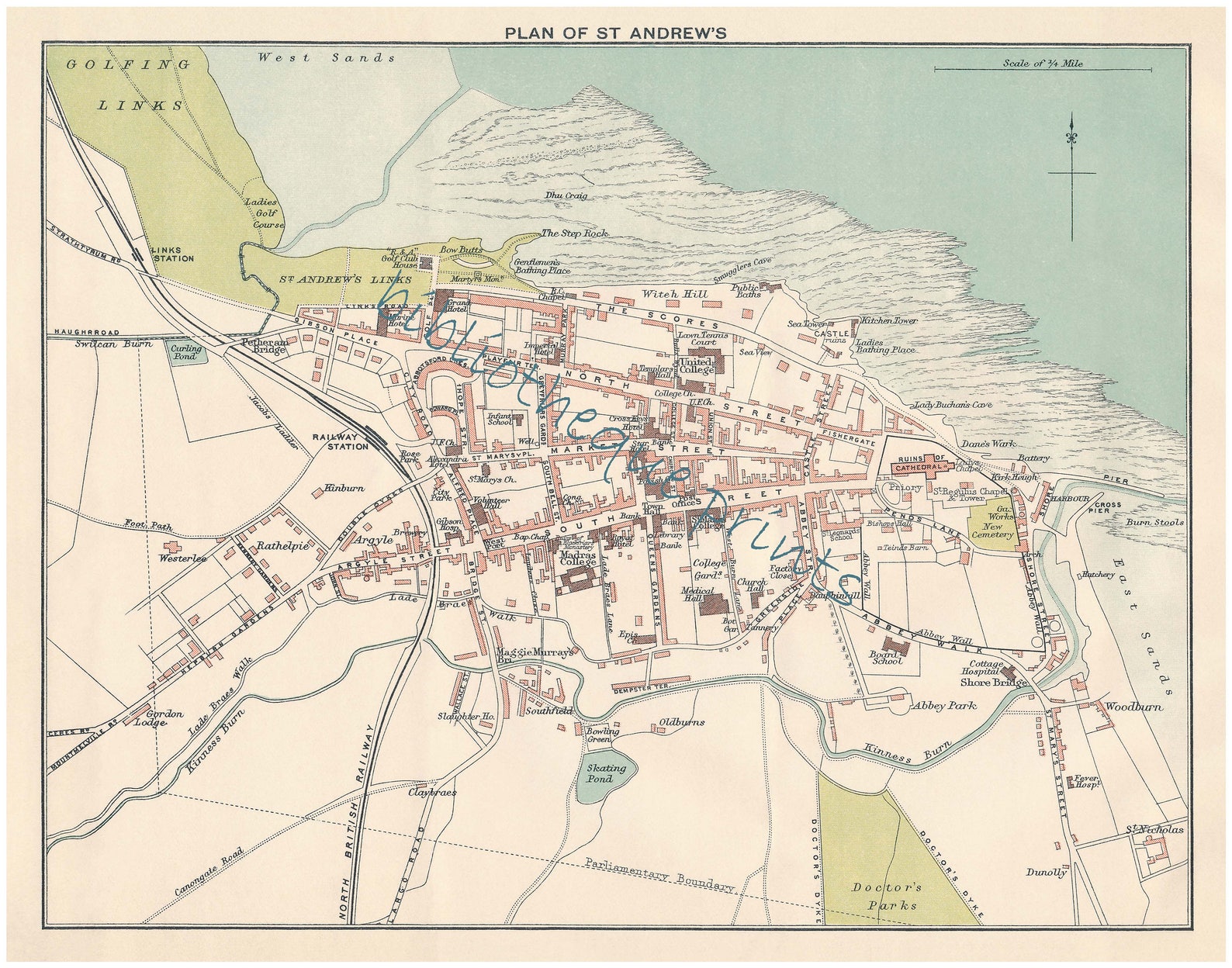 St Andrews Scotland 1903 Map Fine Art Print | Etsy