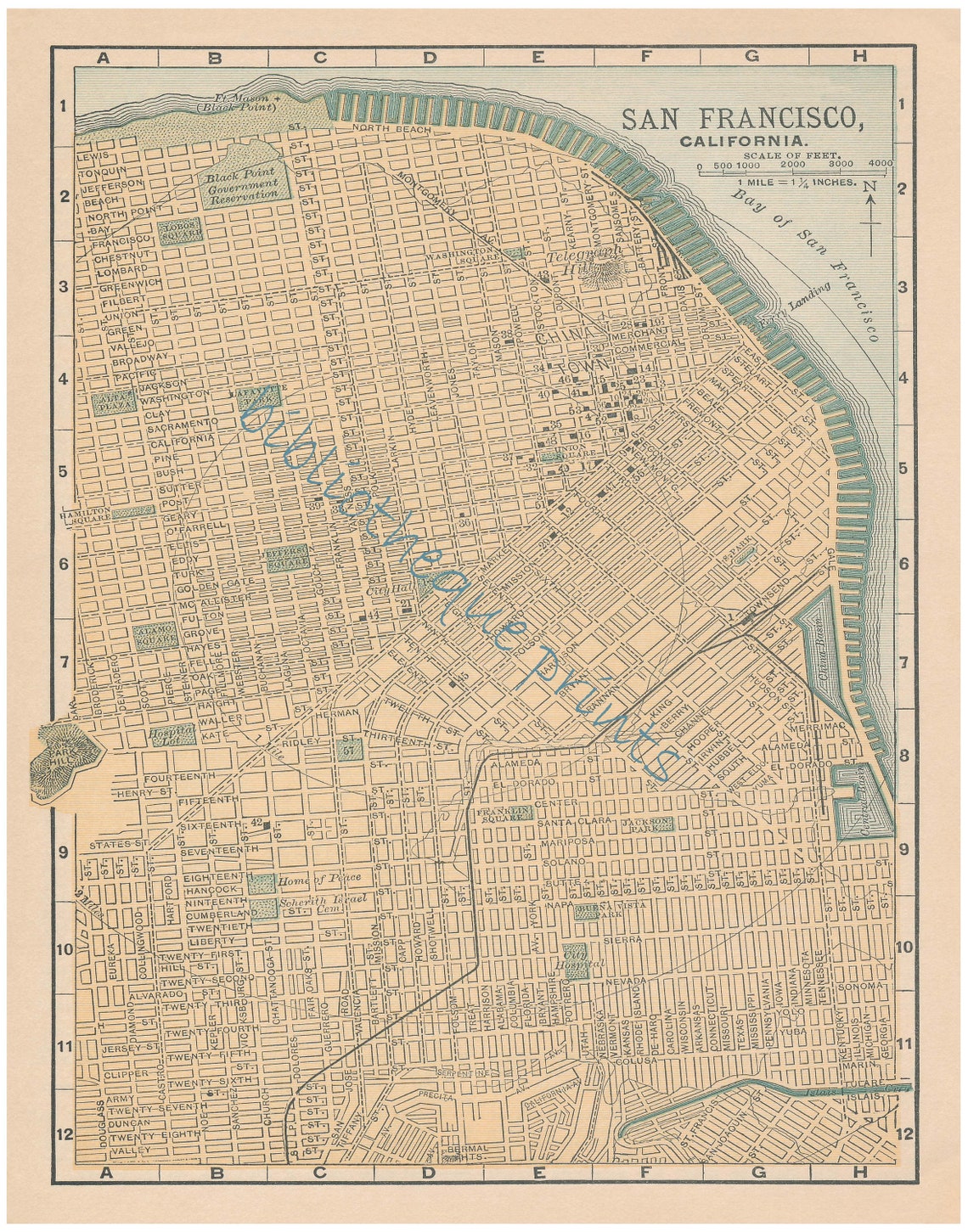San Francisco California 1893 Map | Fine Art Print - Etsy