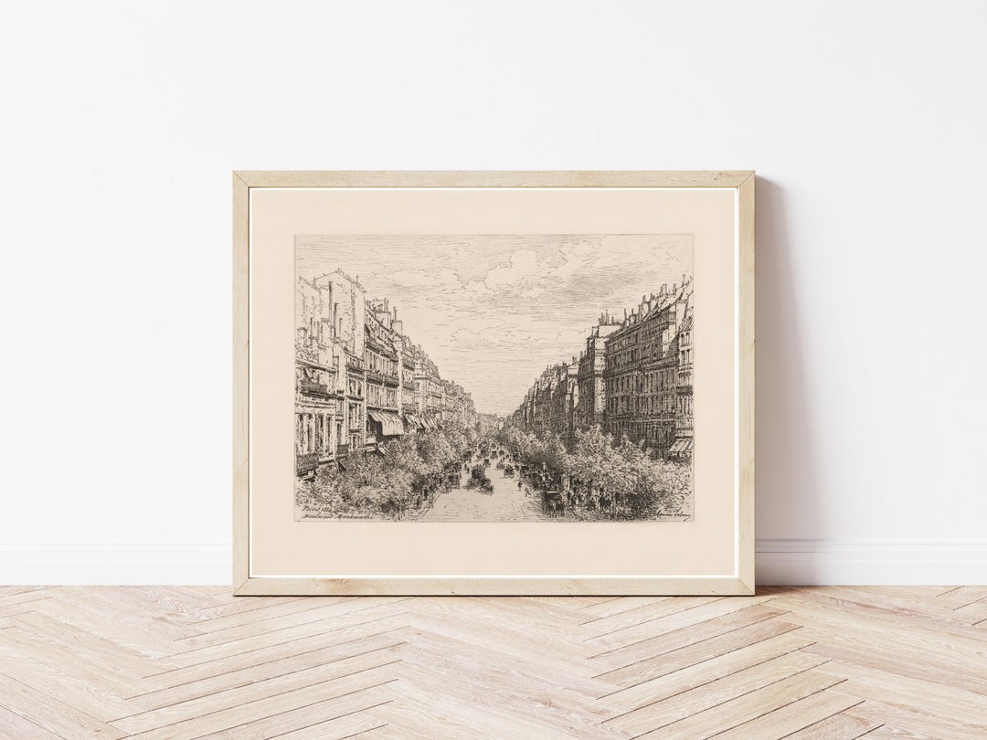 Paris France Boulevard Montmartre View 1884 Engraving Illustration ...