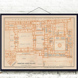 Hampton Court Palace, London England 1908 Map Fine Art Print - Etsy