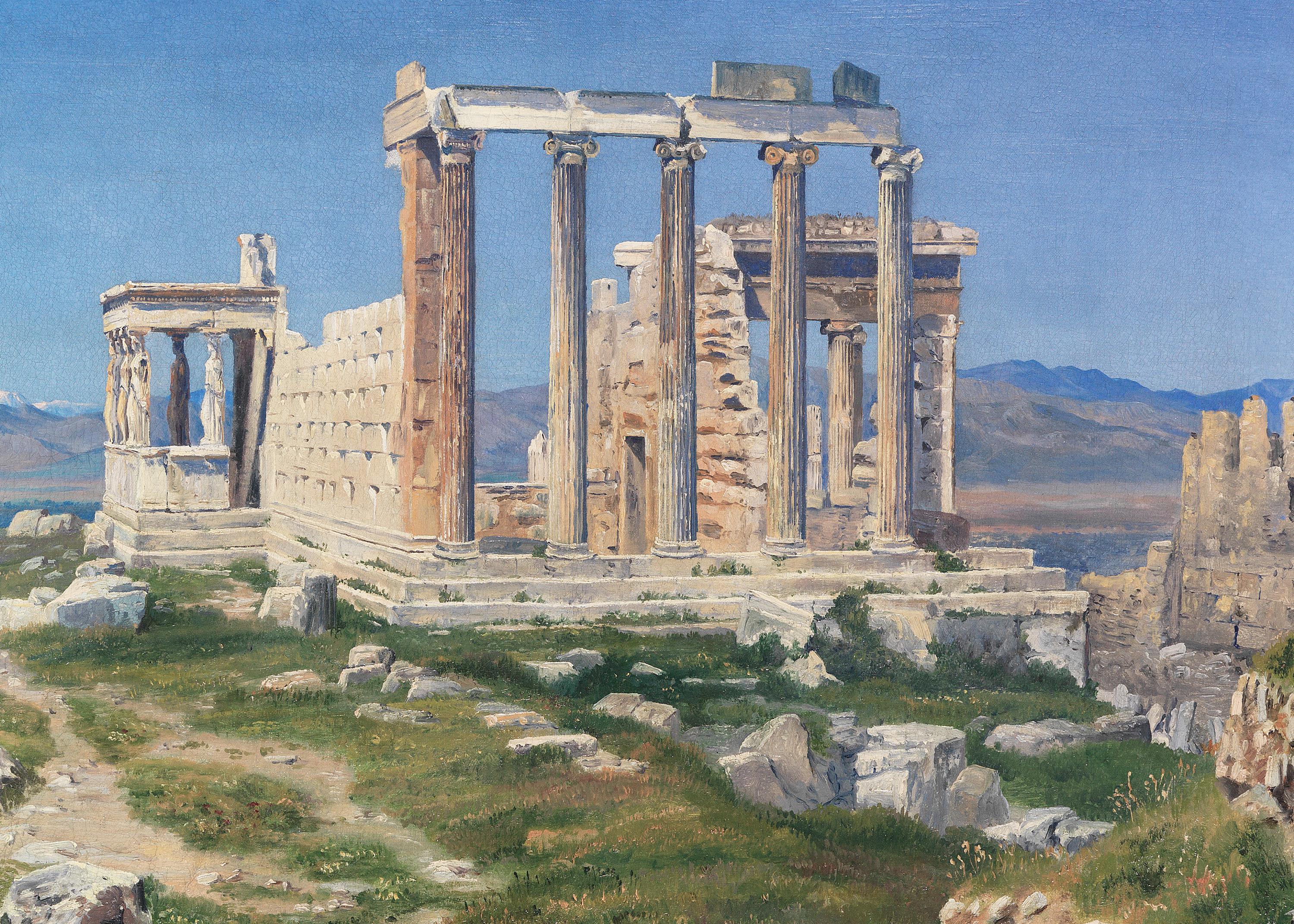 Acropolis of Athens Print: 1850s Temple of Athena Watercolor - Etsy