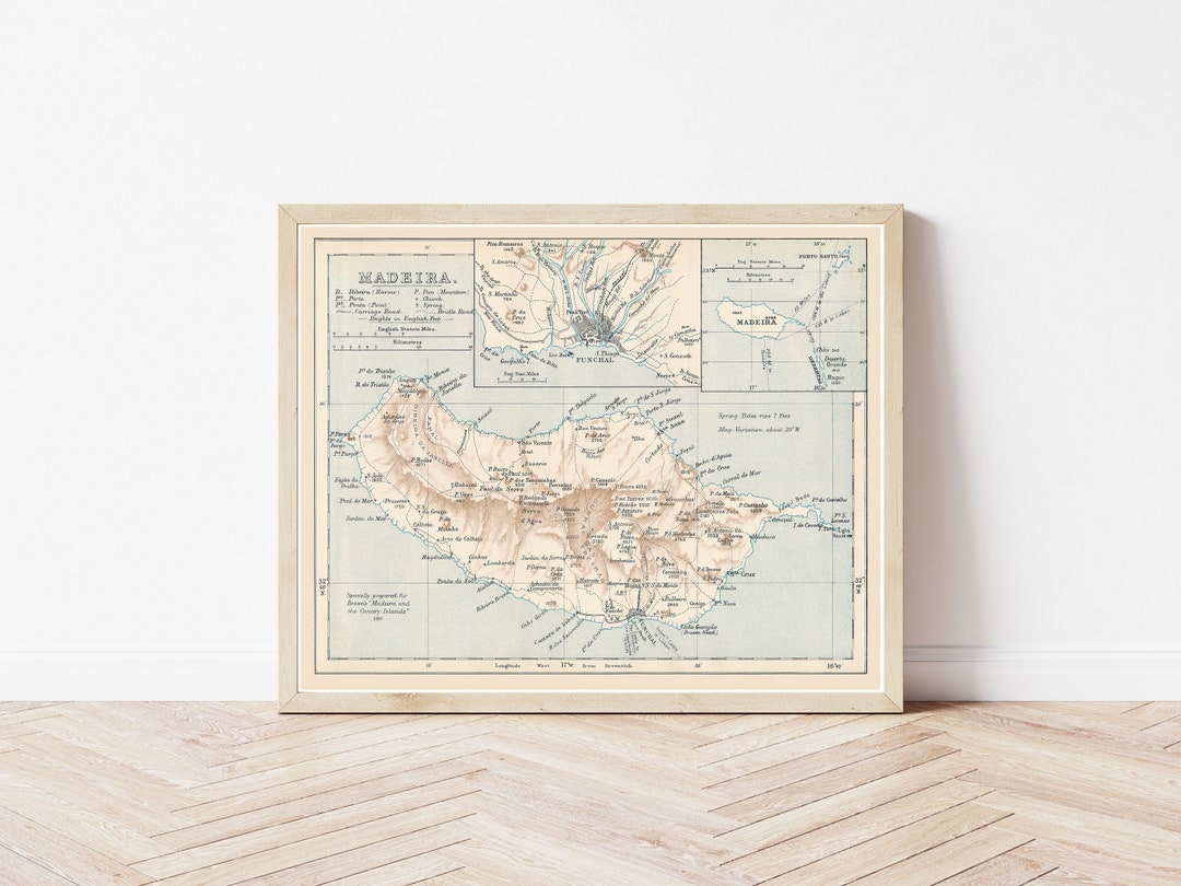 Madeira 1901 Map | Fine Art Print - Etsy