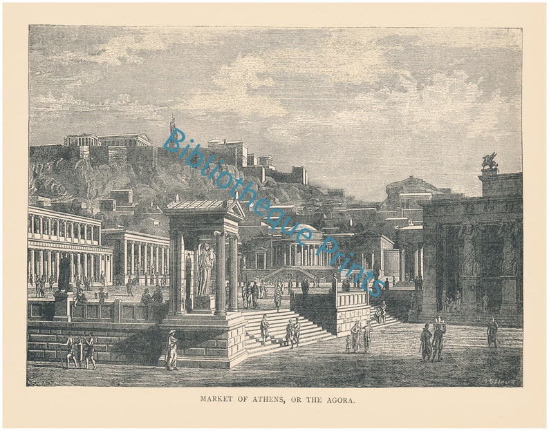 Ancient Athens Greece the Agora 1885 Engraving Illustration | Fine Art ...