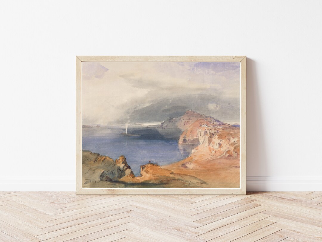 Santorini Greece View Circa 1840 Watercolor Painting | Fine Art Print ...
