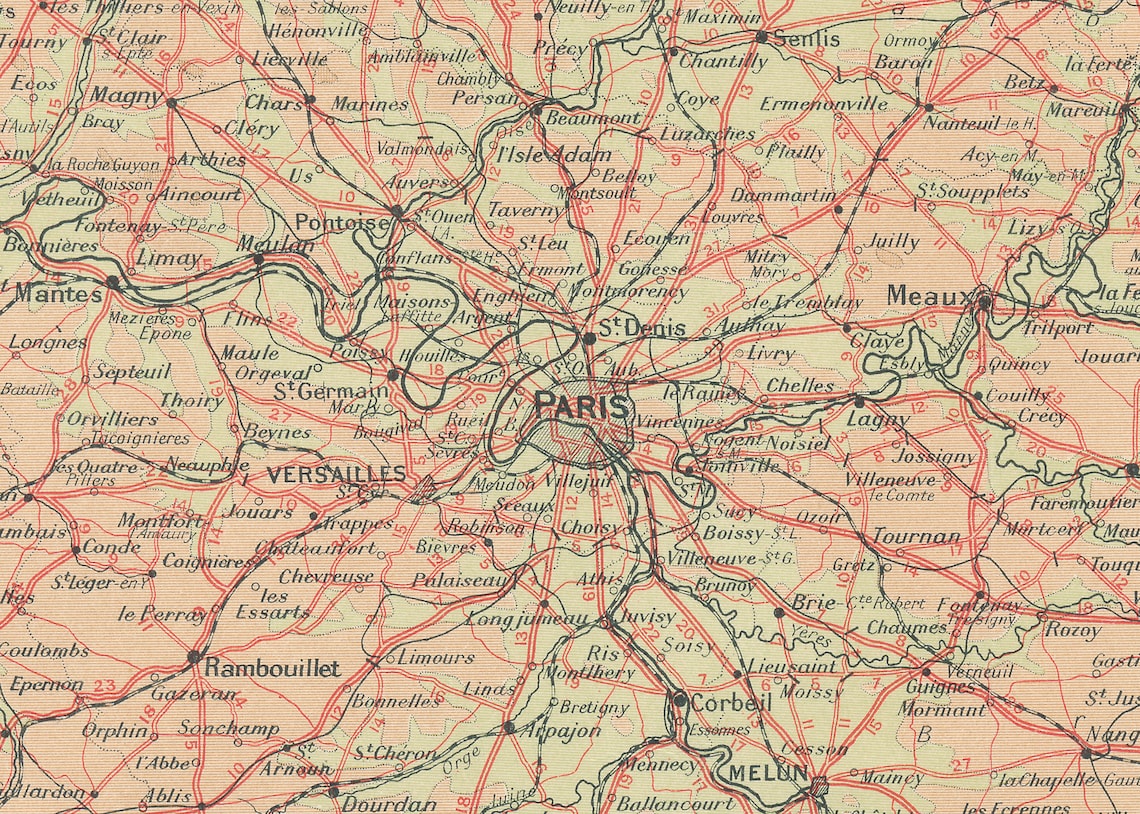 Paris France 1938 Map Fine Art Print - Etsy