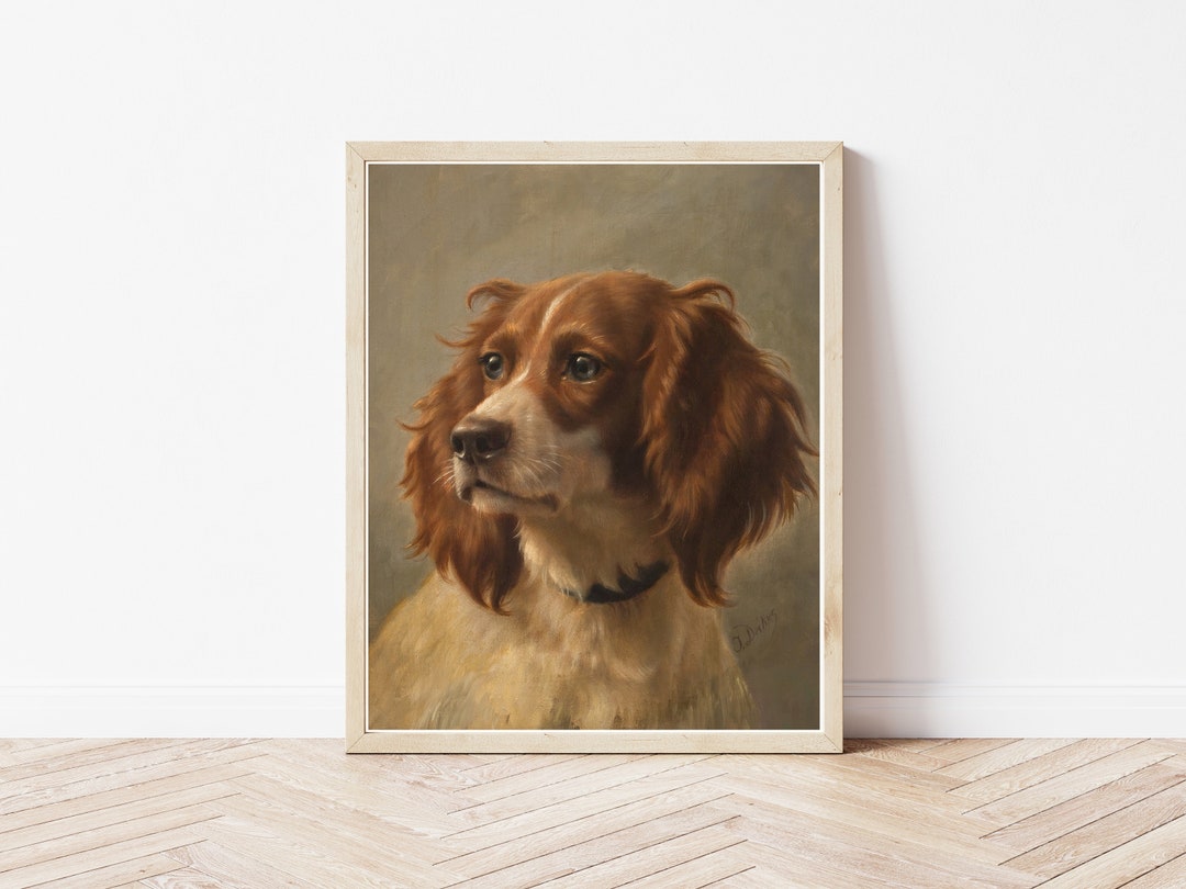 Spaniel Dog Portrait 1875 Oil Painting | Fine Art Print - Etsy
