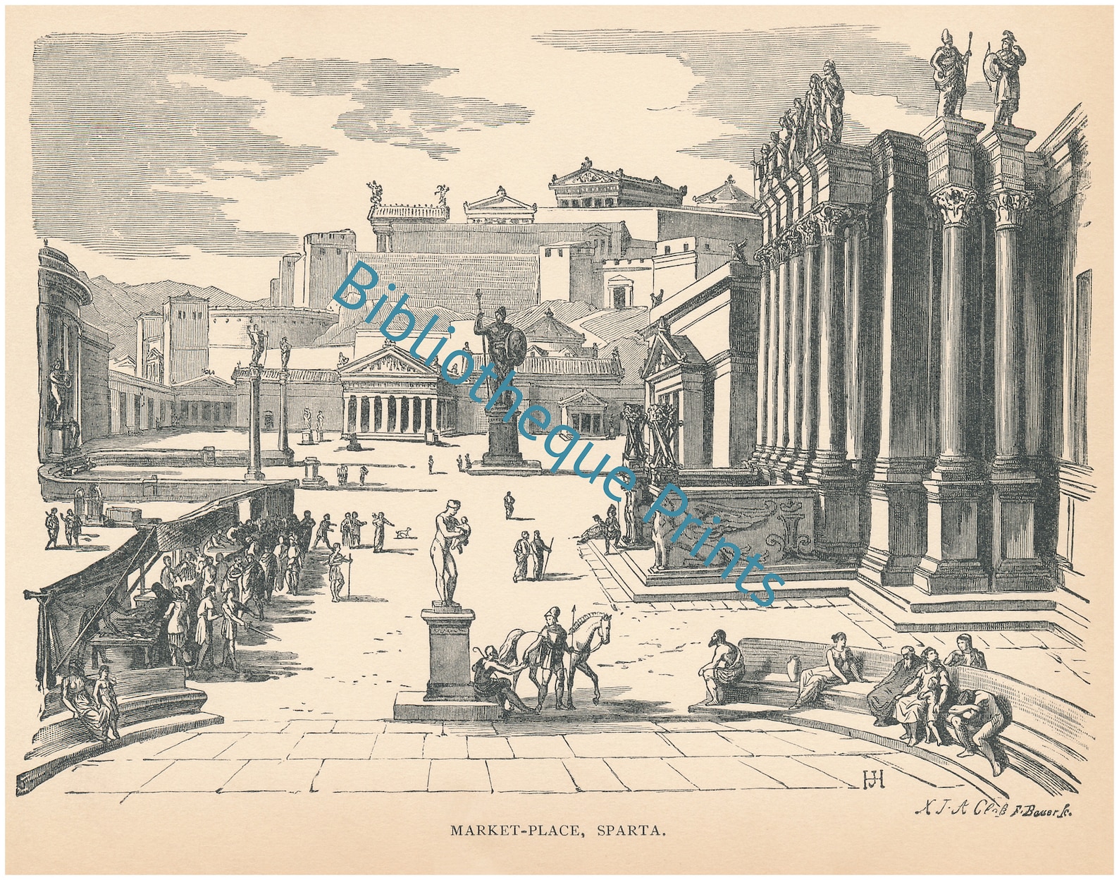 Ancient Sparta Greece 1885 Engraving Illustration | Fine Art Print - Etsy