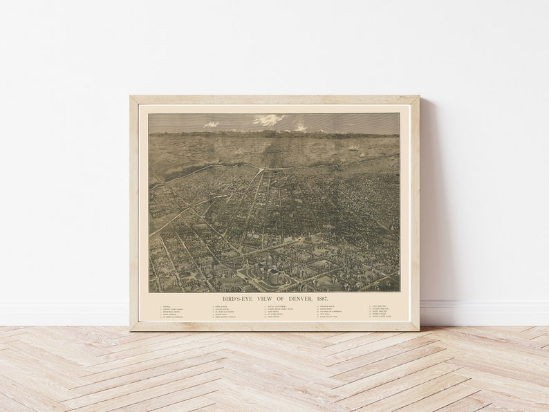 Denver Colorado 1887 Bird's Eye View Map Fine Art Print - Etsy