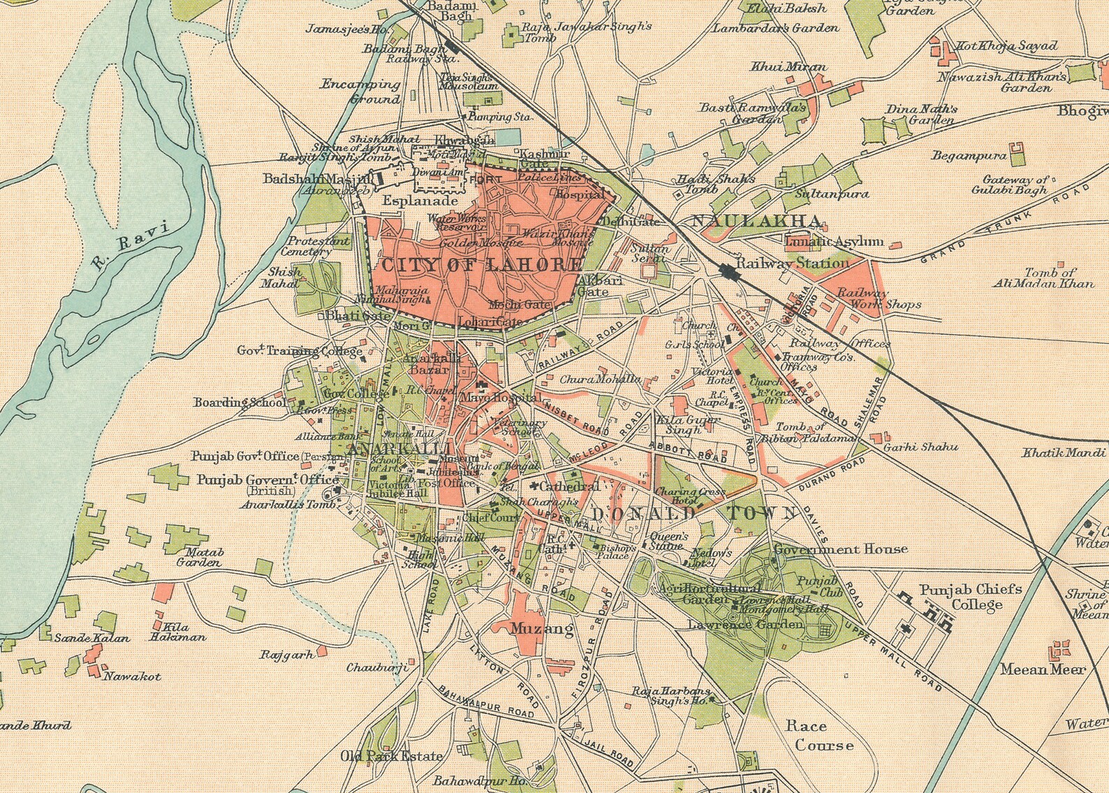 Lahore Pakistan 1909 Map | Fine Art Print - Etsy