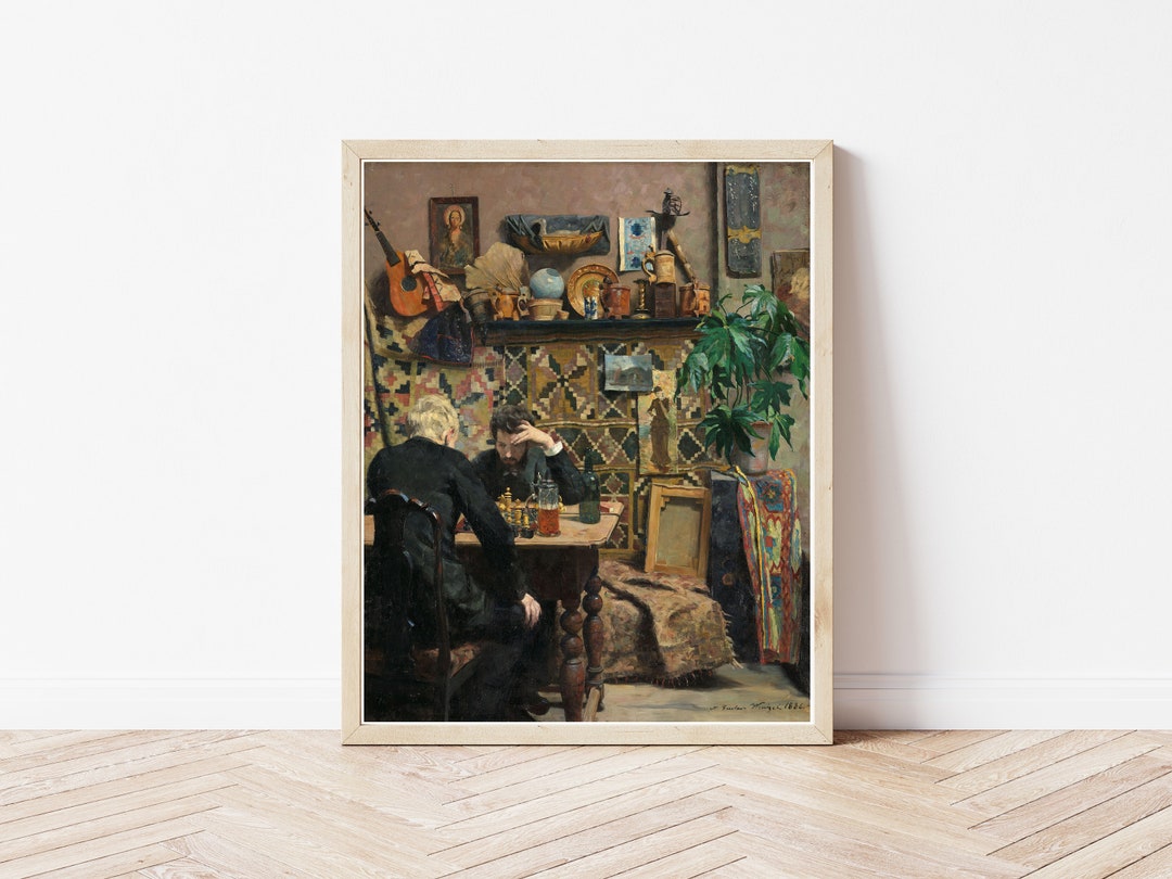 Chess Players Portrait 1886 Oil Painting | Fine Art Print - Etsy